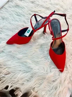a new day | Shoes | A New Day Red Pointed Slingback Heels With Ankle ...